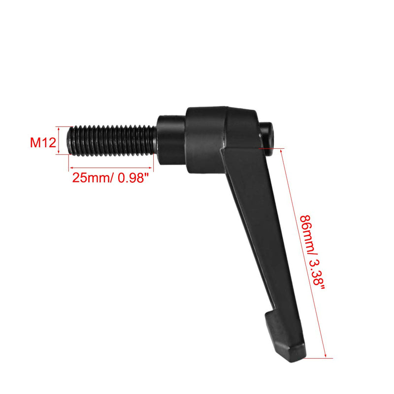 uxcell M12 x 25mm Handle Adjustable Clamping Lever Thread Push Button Ratchet Male Threaded Stud ...