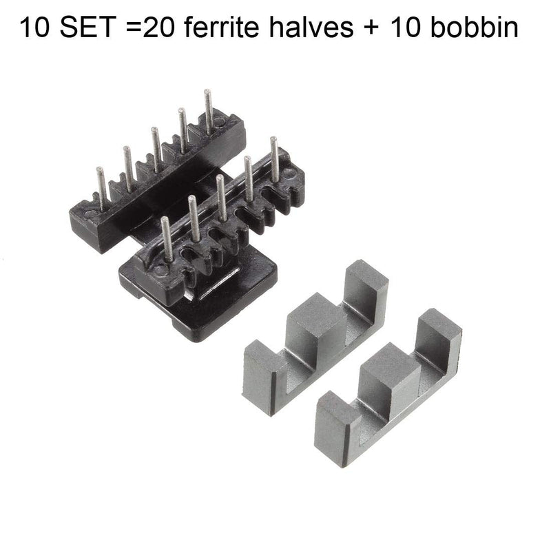 uxcell 10 Sets EE19 5 with 5pin Transformer Bobbin PC40 Ferrite Core Vertical 20 Ferrite Halves ...