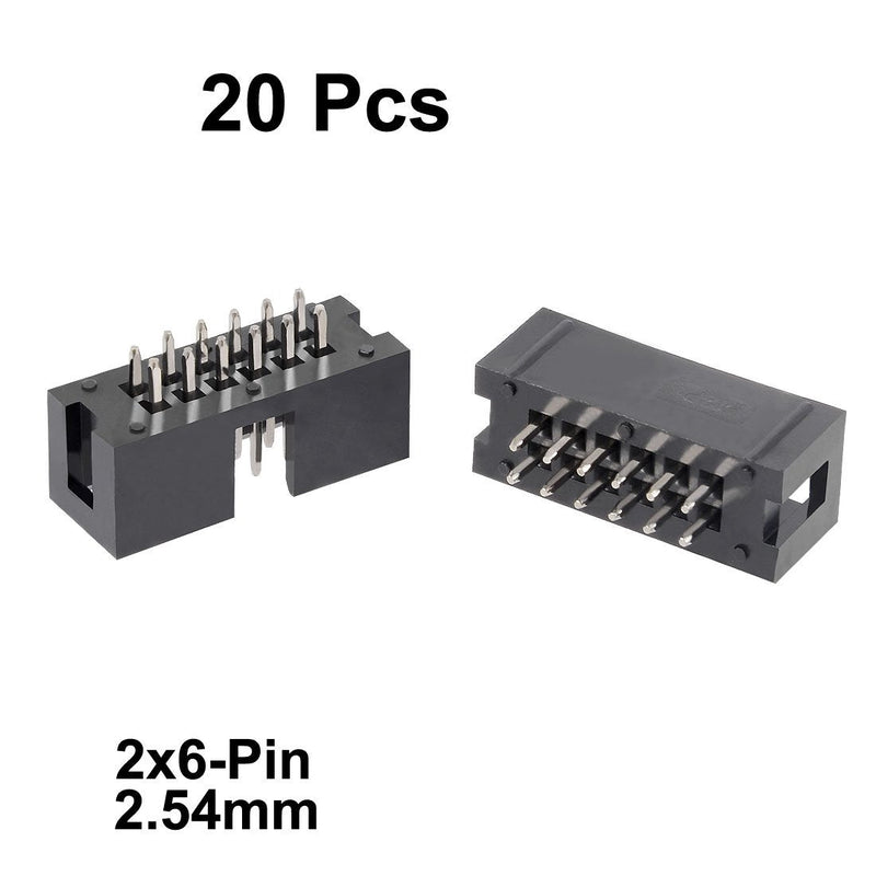 uxcell 20Pcs 2.54mm Pitch 2x6-Pin Double Row Straight Box Header Connector PCB Board Socket ...