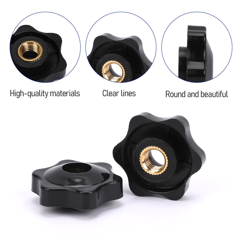 20 Pack 1/4-20 Knob 6 Star Knobs 1/4 Inch 20 Female Threaded Hexagon Head Thru Knob Clamping ...