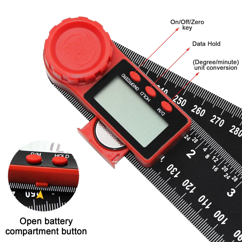 1 x Angle Gauge, 400 mm Digital Protractor, 360° Rotating Protractor Digital with Display Size ...