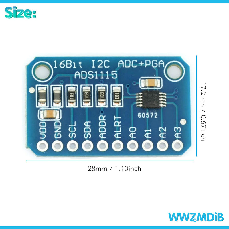 4Pcs ADS1115 16 Bit 16 Byte 4 Channel I2C IIC Analog-to-Digital ADC PGA Converter for Arduino ...