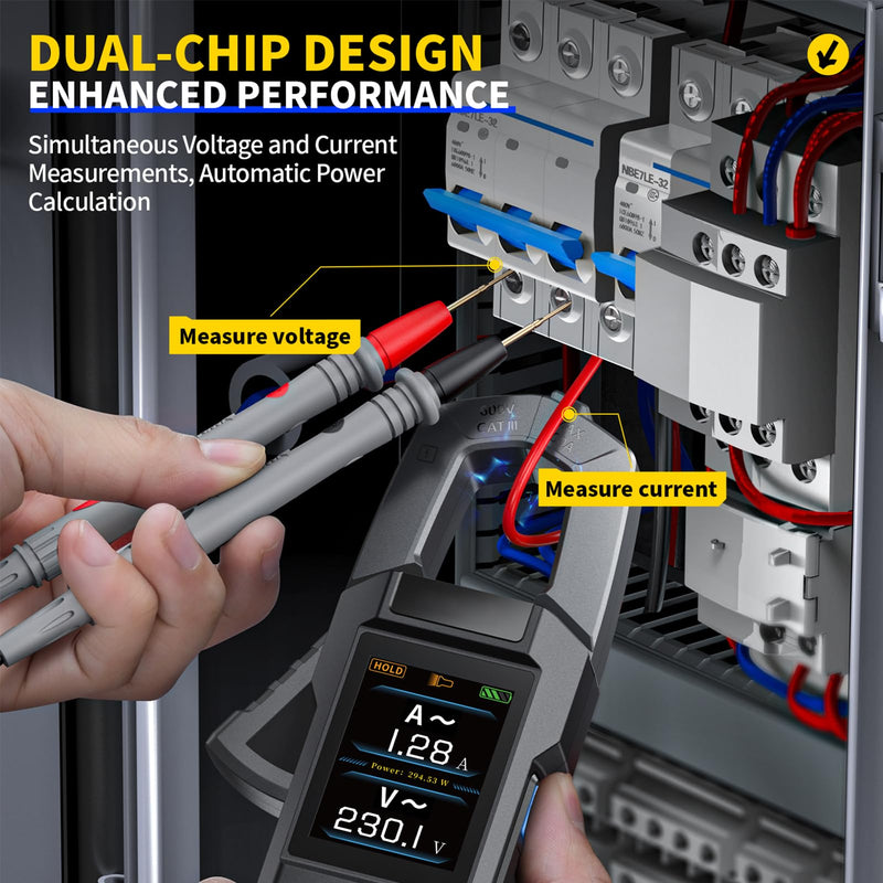 DewinLVD Clamp Meter, AC DC Clamp Multimeter, Digital Current Meter with LED Lighting, Current ...