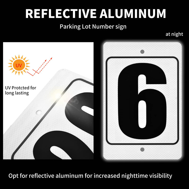 8 x 12 inch Reflective Parking Lot Number sign Aluminum Number sign ...