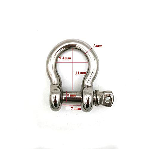 JY-MARINE Stainless Steel Bow Shackle, Silver Color,for Paracord Jewelry, Marine Grade Sailing ...