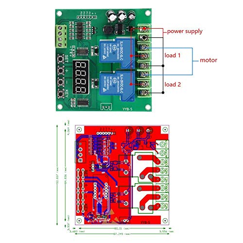 YYB-5 12v 24v Motor Forward/Reverse Control Board Two-way Relay Delay Timing Cycle Module ...