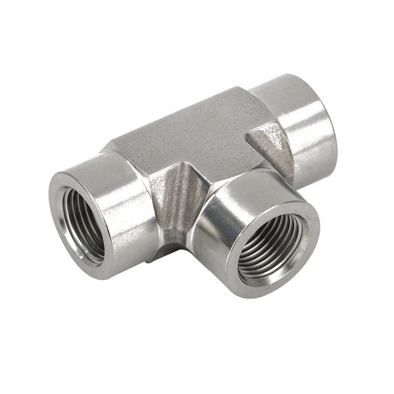 Pysrych Stainless Steel 304 Forged Pipe Fitting Tee 1/2Inch NPT Female x 1/2Inch NPT Female x 1 ...