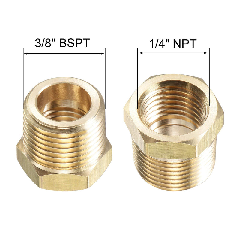 uxcell Brass Pipe Fitting Reducer Adapter 3/8" BSPT Male x 1/4" NPT Female for Water Oil Air ...