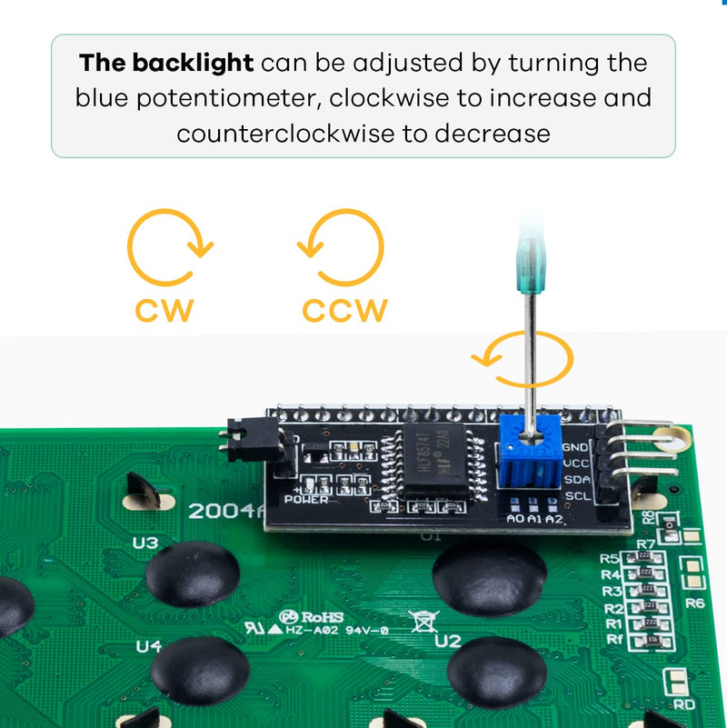 Hosyond 3pcs IIC I2C 2004 LCD Module 20x04 LCD Screen Module Display for Arduino Raspberry Pi ...