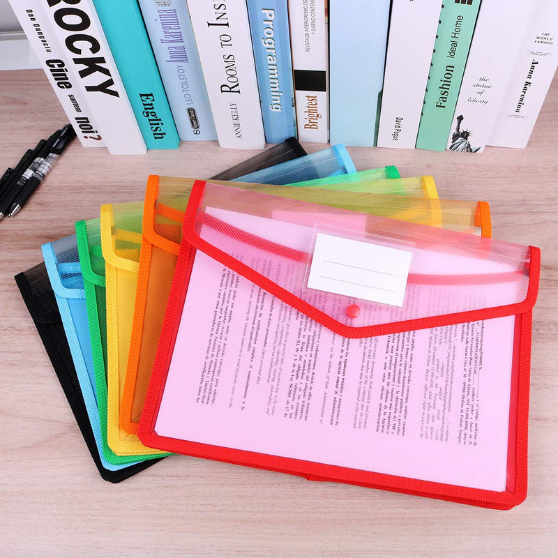 Plastic File Folder Poly Envelopes Expanding File Wallet Document Folder with Snap Closure/Label ...