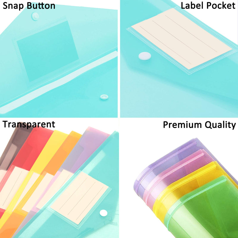 Youngever 21 Pack Plastic Envelopes Poly Envelopes, Clear Document Folders, US Letter A4 Size ...