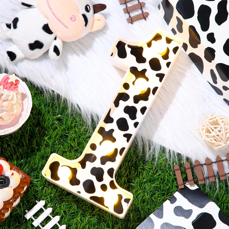 VIHOSE Cow Print LED Numbers Birthday Decorations Decorative Light up ...