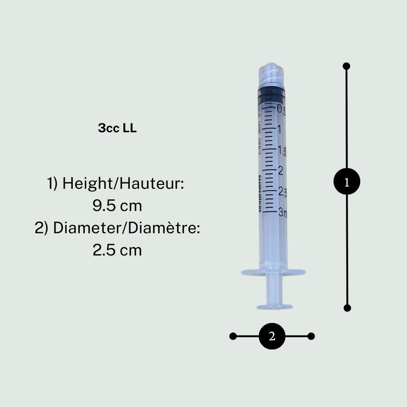 Veterinary Syringe with Needle, Luer Lock 3cc (3ml), 22G x 3/4 inch ...
