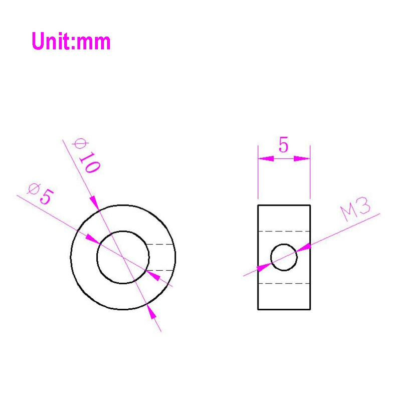 10 Pcs Lock Collar 5mm Shaft Lock Collar T5 Lead Screw Lock Ring for ...