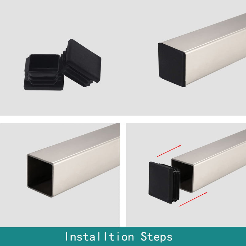 (10 Pack) 2" 2X2 Square Tubing Black Plastic Plug,2 Inch End Cap 2"x2 ...