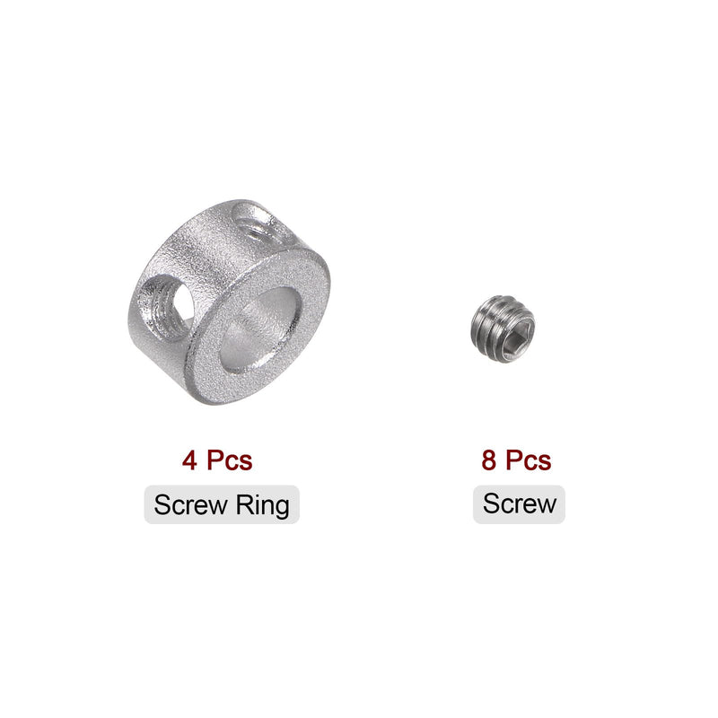 4pcs Shaft Collar 6mm Bore Aluminum Alloy Set Screw Shaft Collars, 12mm ...