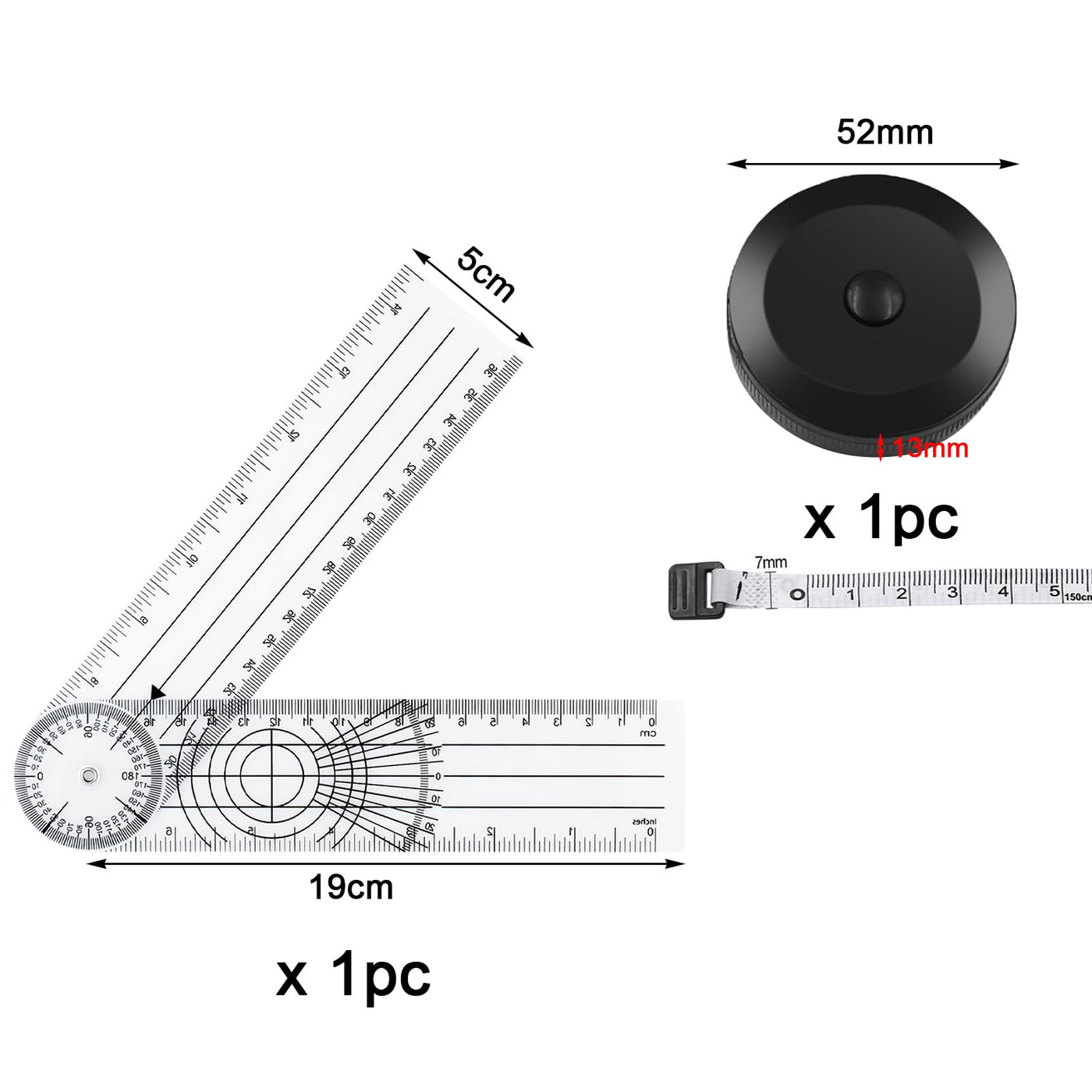 PVC Goniometer Physiotherapy and Tape Measure for Body Measurements ...