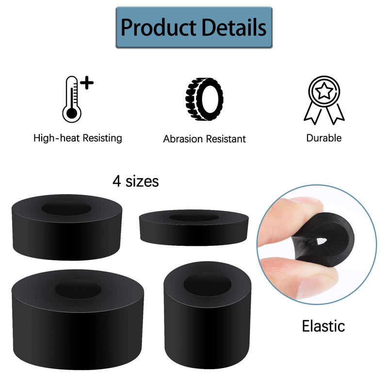 20 Pack Thick Rubber Washers Round Rubber Spacer, 4 Sizes Rubber ...