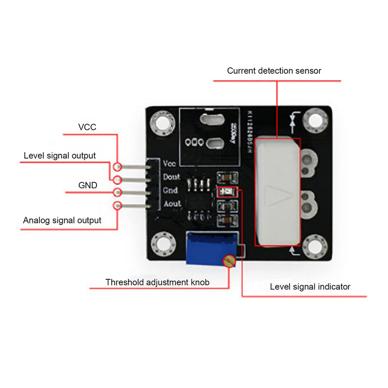 DC 5V WCS1700 Hall Current Detection Sensor Module 70A with Adjustable Short Circuit Overcurrent ...