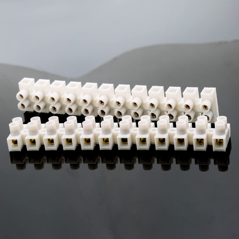 10 Pcs Terminal Block White, Screw Terminal Connector, Dual Row ...