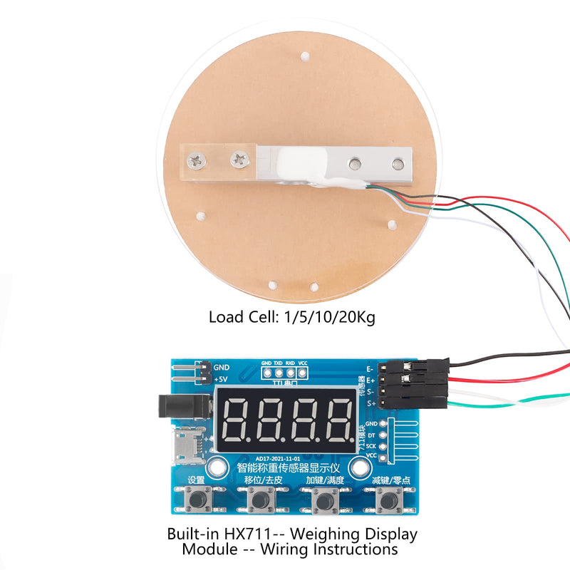 HX711 Digital Load Cell Module, Weight Sensor A/D Module with Display ...