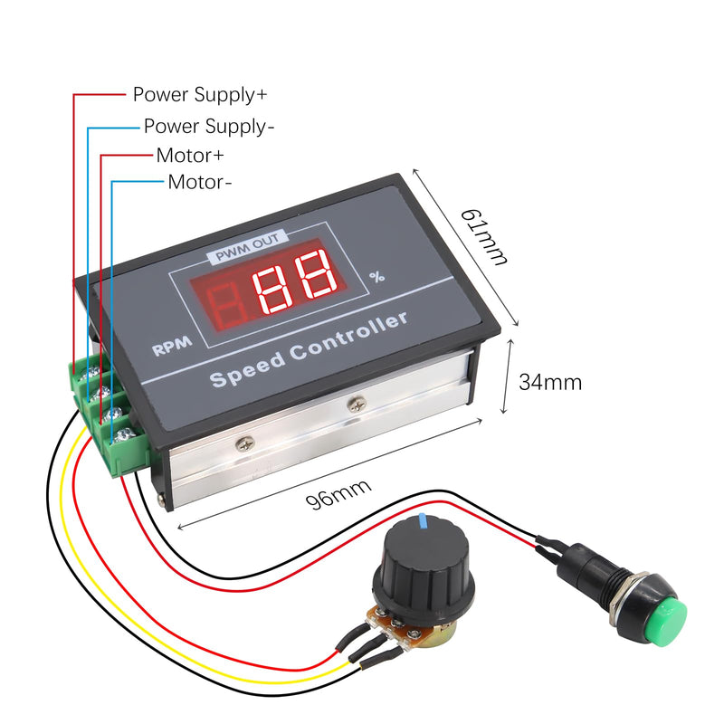 DC Motor Speed Controller Binghe 12V Motor Controller PWM Speed ...