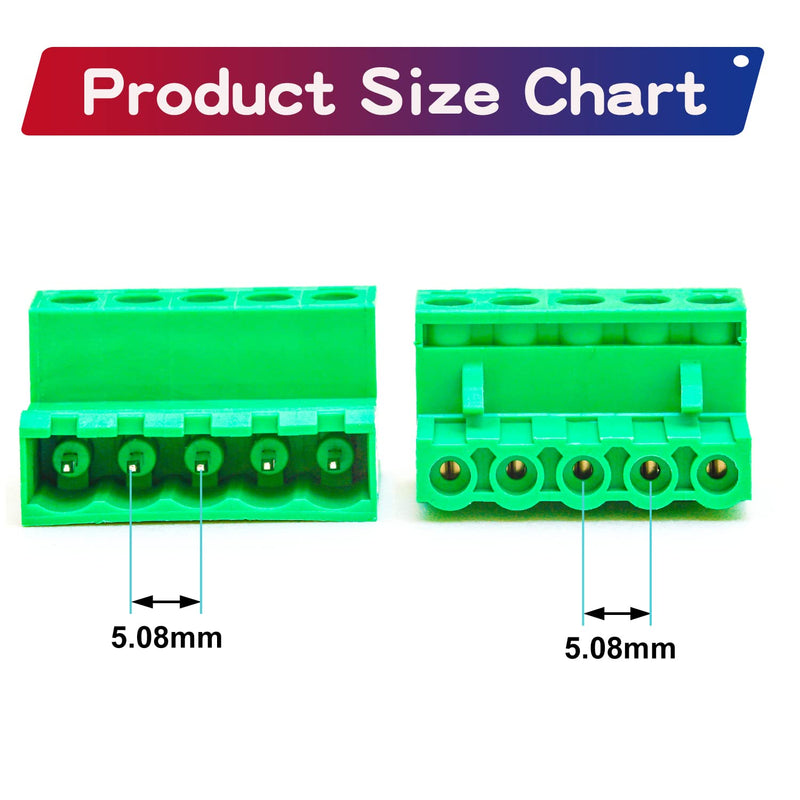 2 Set 5.08mm 5 Pin Male & Female Phoenix Type Connector No Soldering ...