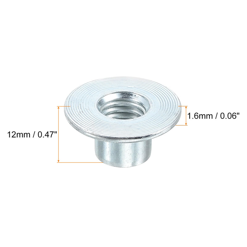 uxcell M10 T-Nuts, 50pcs Carbon Steel Tee Nut Round Base Weld Nuts 12mm ...