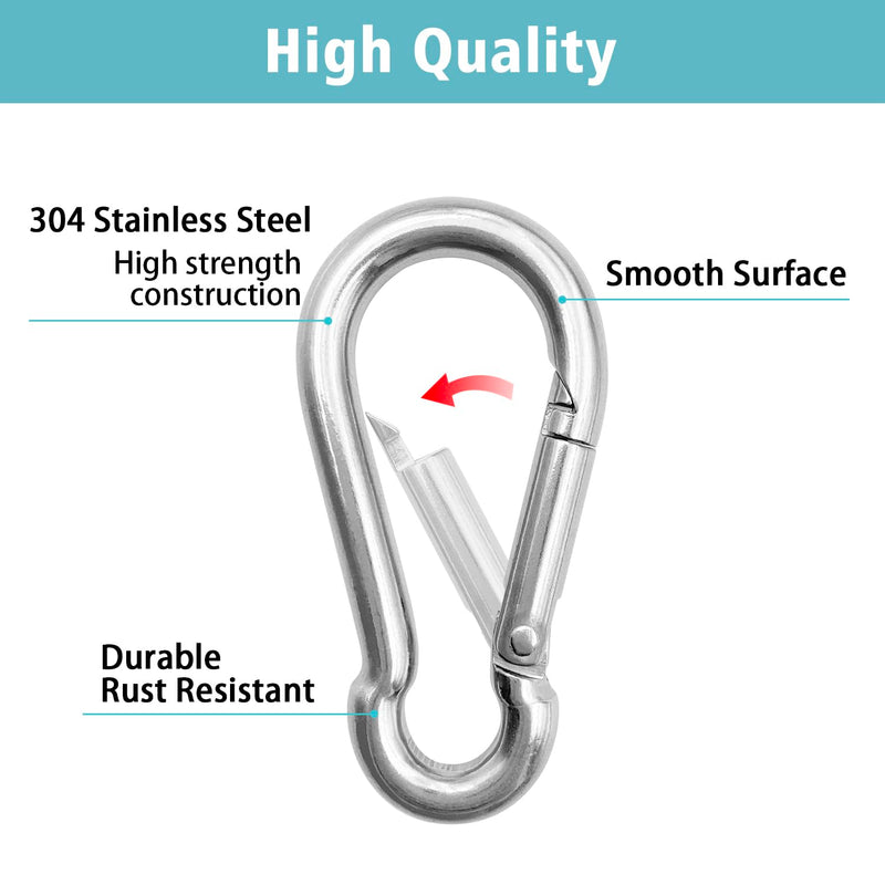 304 Stainless Steel Carabiners 2 inch, 3 inch, 4 inch, 5 Inch.Heavy ...