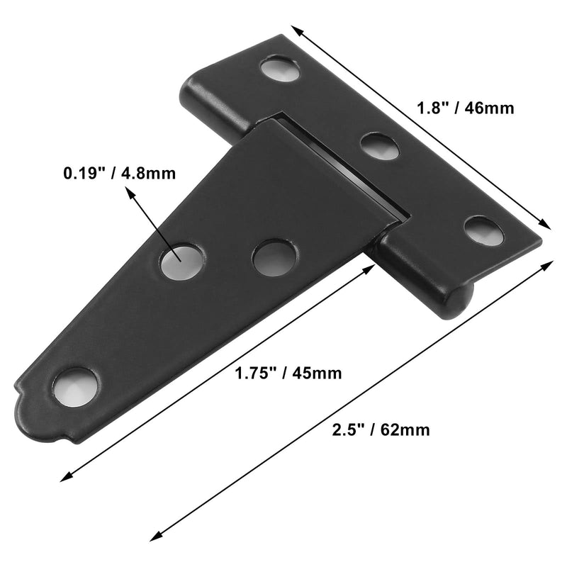 6Pack 2 Inch Black T-Strap Shed Hinge,Barn Door Hinges Heavy Duty Gate ...