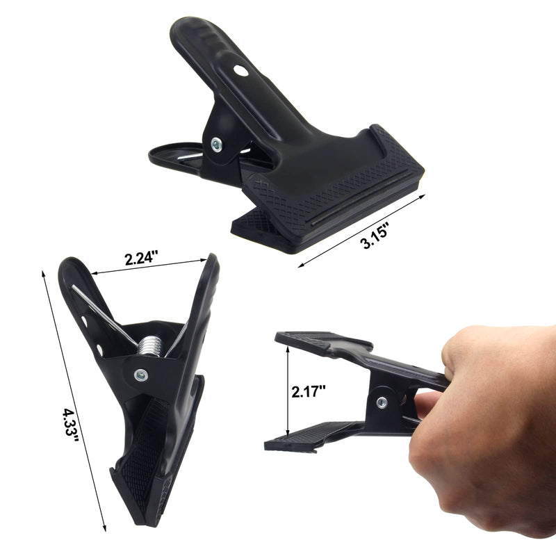 2 Pack 4-1/4" Heavy Duty Spring Clamps Clips, Black Metal Rubber Hinge ...