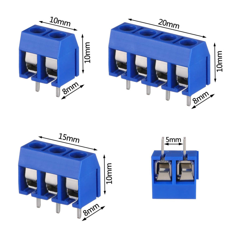 100PCS 2 Pin 3 Pin 4 Pin PCB Mount Screw Terminal Block Connector ...