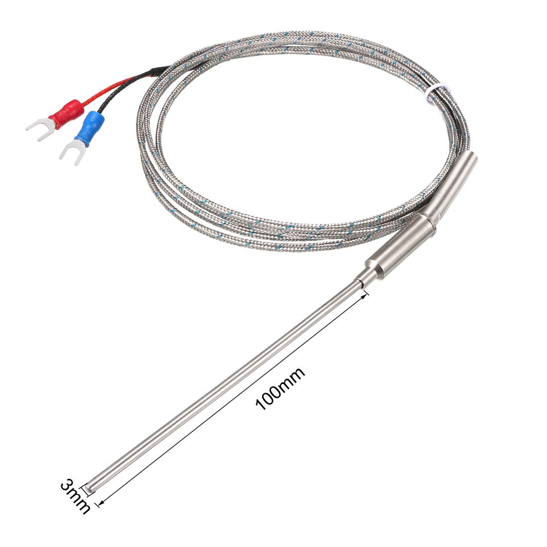 uxcell K Type Thermocouple 3mmx100mm Temperature Sensor Probe with 1.5M ...