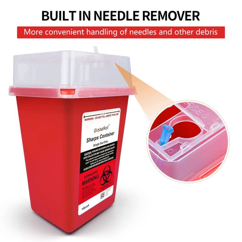 Sharps Container 1 Quart, 6 Pack Biohazard Needle Disposal Container ...