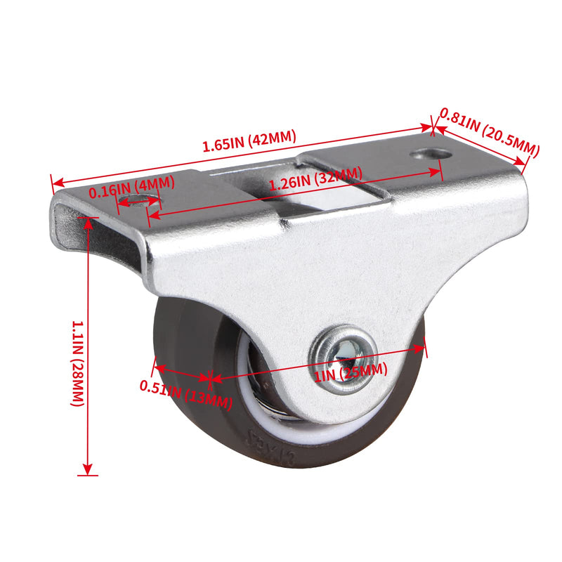 Skelang 8-Pack Rigid Caster 1", Low Profile Caster Wheel, Top Plate ...