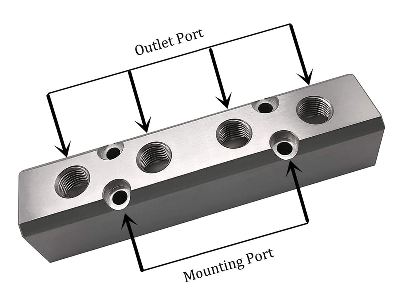 4 Way Pneumatic Manifold Air Distribution Block, Compressed Air ...