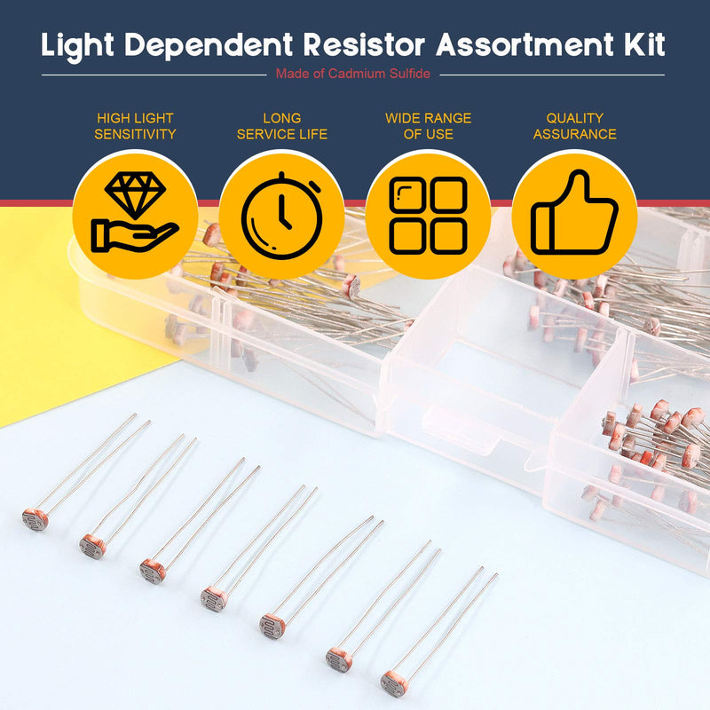Hilitchi 210Pcs LDR 5mm Light Dependent Resistor LDR Sensor ...