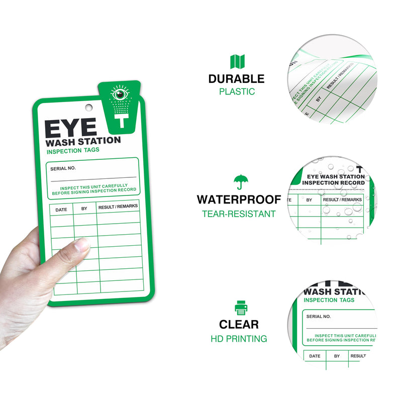 Eye Wash Station Inspection Tags 25 Pack, RP-Plastic Eyewash Inspection ...