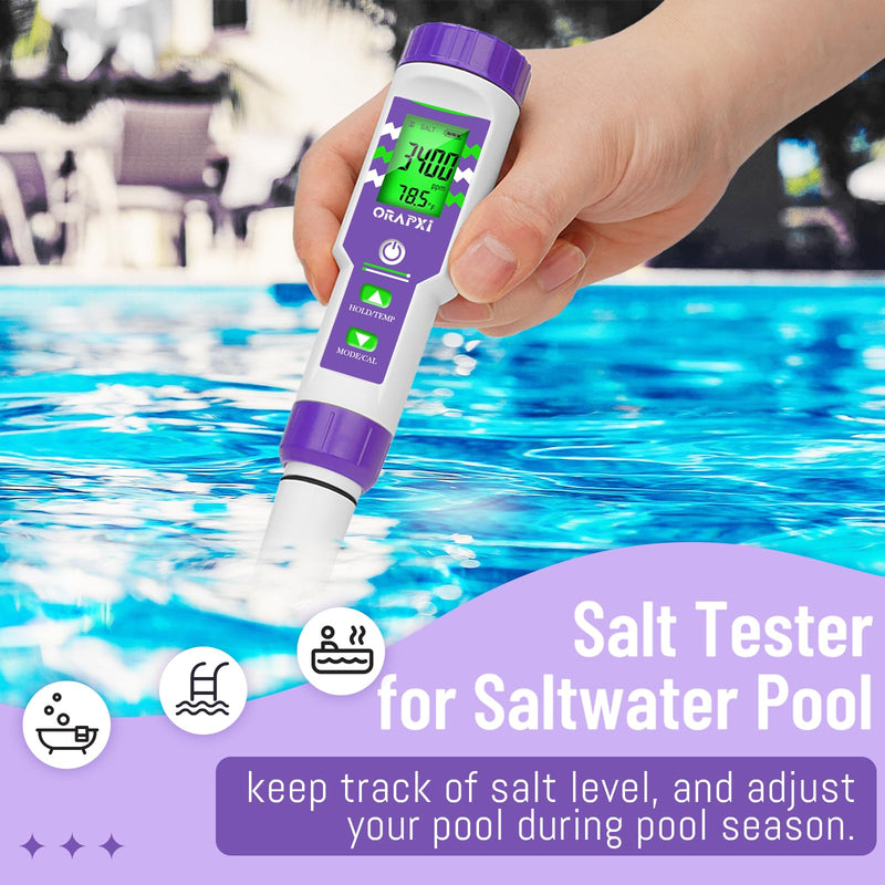 Pool pH Meter and Salinity Tester 6 in 1 Salinity pH ORP TDS EC and ...