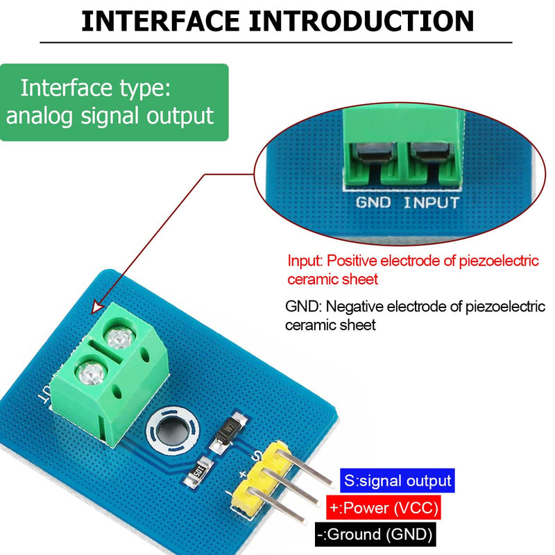 5 Pcs Analog Piezo Ceramic Vibration Sensor Detect Vibration 3.3V / 5V ...