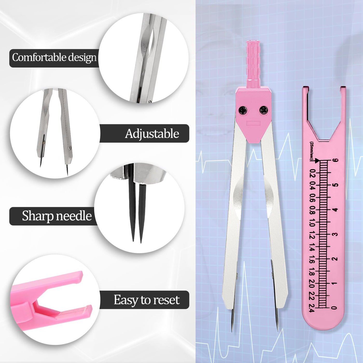 EKG Calipers Electrocardiogram Caliper ECG Calipers Measuring Tool with Ruler Electrocardiogram ...