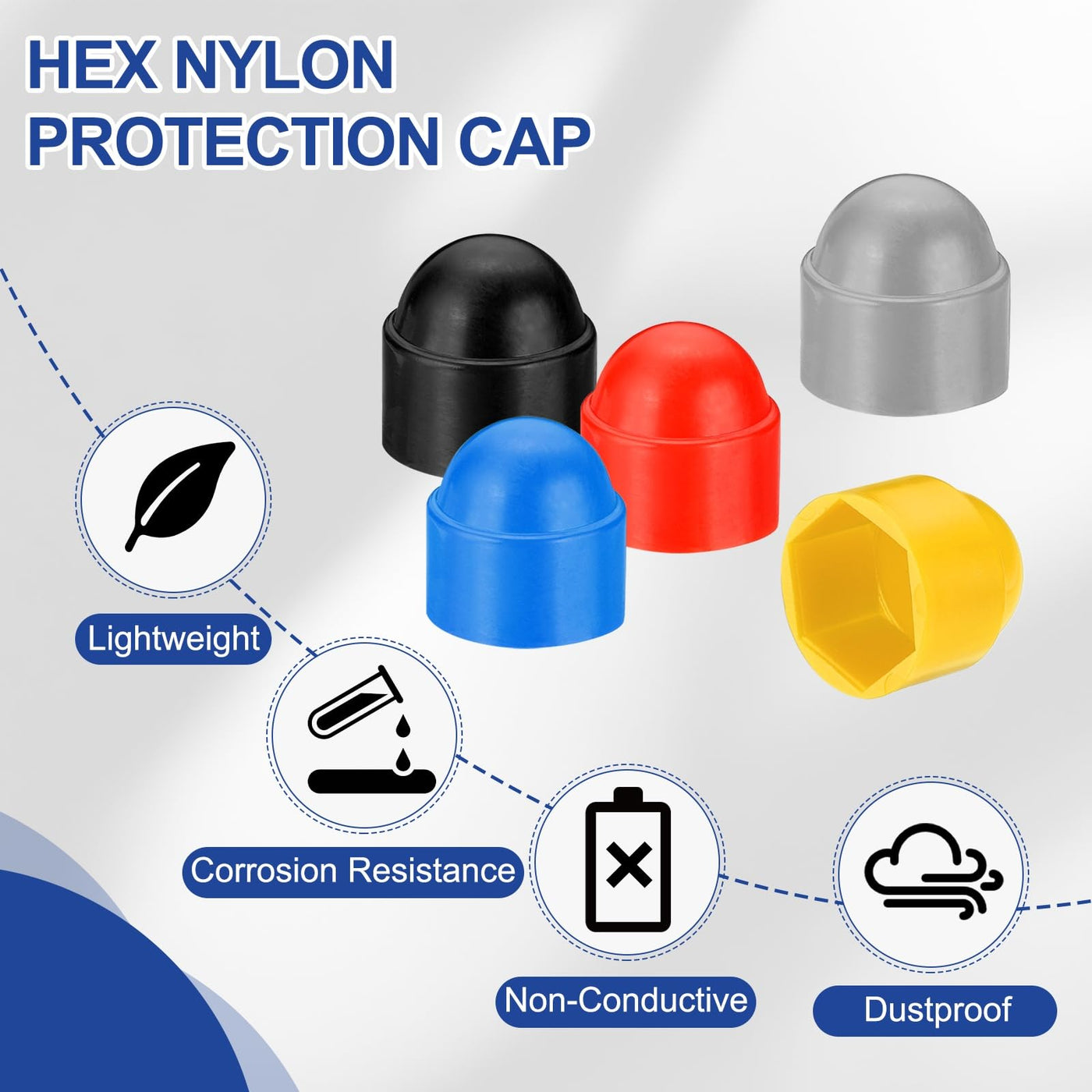 PATIKIL 50 Pcs Hex Nut Cover, M12x18x22mm Nylon Screws Bolt Covers Caps ...