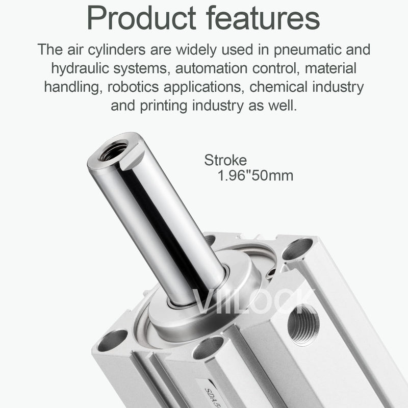 Pneumatic Air Cylinder 50mm Bore 50mm Stroke, Thin Air Cylinder Double ...