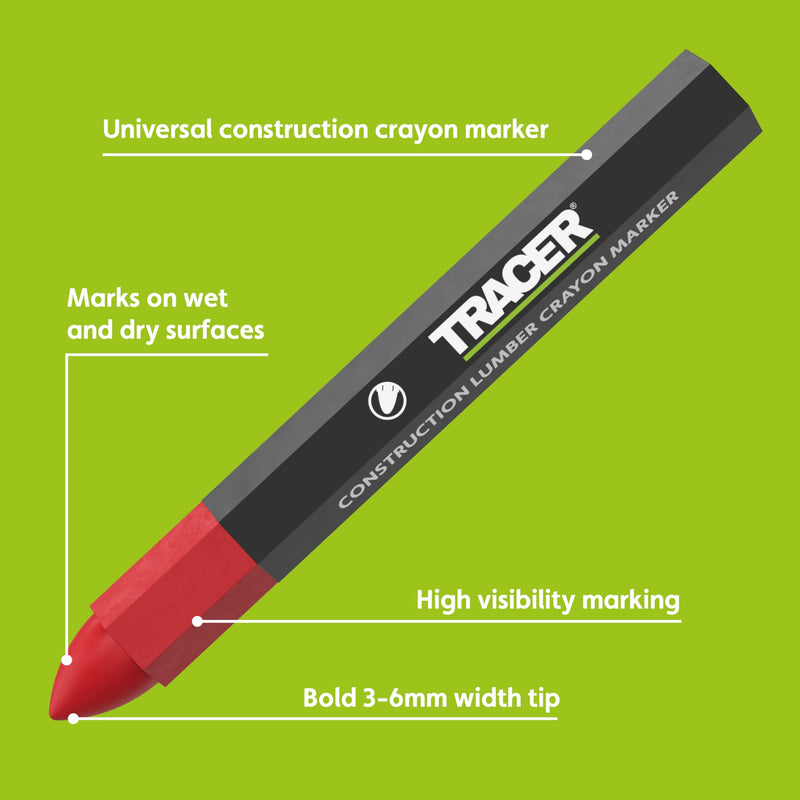 Tracer Timber Chalk Marker Pens 12 Pack Red 12 x Red Multi Surface ...