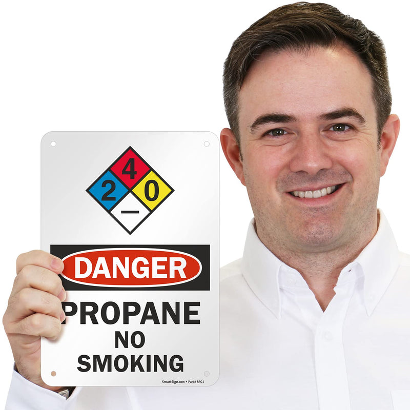 SmartSign "Danger - Propane, No Smoking" NFPA Sign | 7" x 10" Aluminum ...