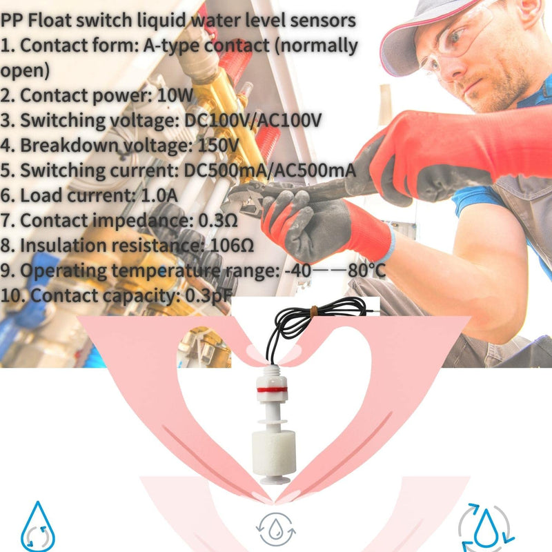 PP Float Switch Industrial grade Water Level Sensor Vertical Float ...
