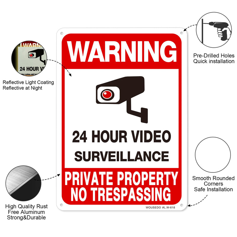 2-Pack Private Property No Trespassing Sign,Video Surveillance Signs ...