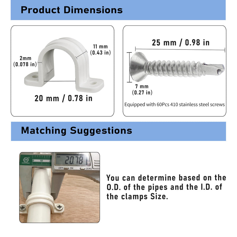 30 Pcs conduit pipe strap clamps,Plastic pipe clamps SCH 1/2 inches ...