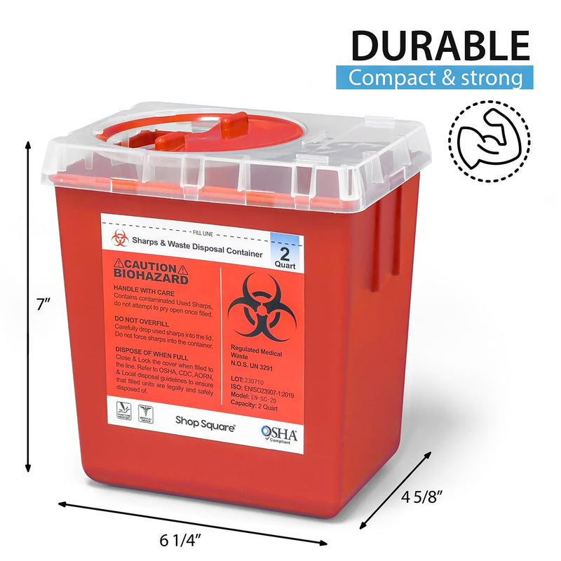 Sharps Containers for Home and Professional Use, 2 Quart Needle ...