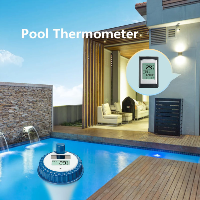 Pool Wireless Digital Thermometer, Outdoor Solar Pool Thermometer ...